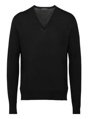 Prada V-neck Woolen Jumper - Black