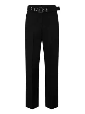 GANNI Pin Buckle Belt Pants - Black