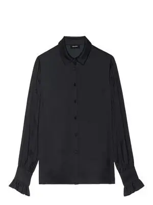 Zadig&Voltaire Thely Satin Shirt With Rhinestone Wings - Black