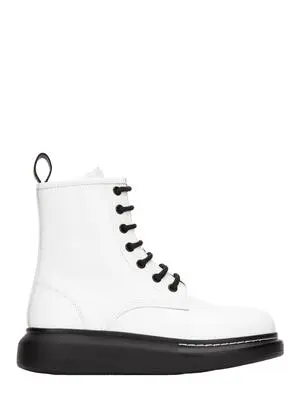 Alexander McQueen Platform Lace Up Ankle Boots - White
