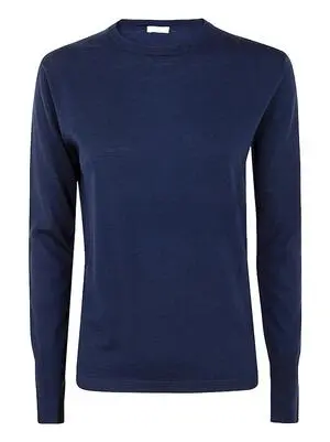 Aspesi Wool Sweater With Round Neck And Ribbed Details - Blue