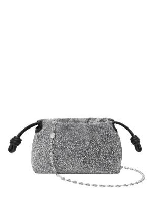 Loewe Mini Flamenco Beaded Purse In Nappa Lambskin - Black/silver
