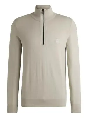 HUGO BOSS Hugo Boss Quarter Zip Sweater With Logo Patch