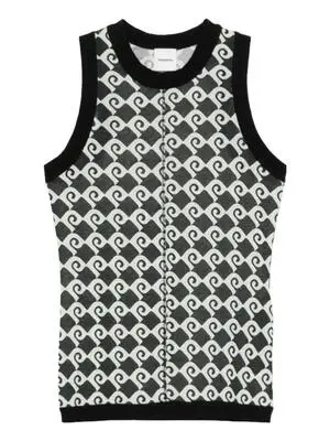 Nanushka Denali Geometric Print Ribbed Tank Top - Black