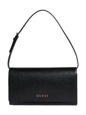 Gucci Gucci Leather Pouch With Gold-Foiled Logo Black