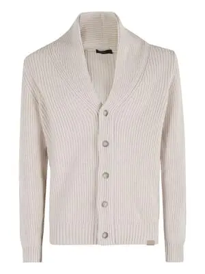 FAY Shawl Collar Cardigan - White