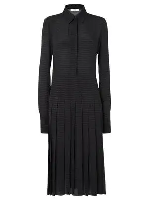Fendi Chevron Jacquard Pleated Dress - Black