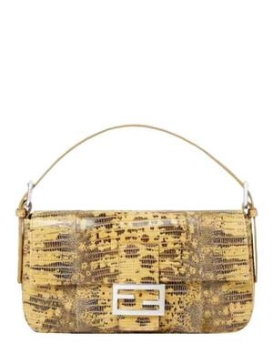 FENDI Fendi Baguette Shoulder Bag In Yellow Teju Lizard Leather