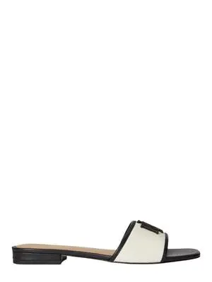 Ralph Lauren Everly Leather Flat Sandals - Black