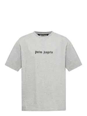 Palm Angels Logo Printed Crewneck T-shirt - Grey