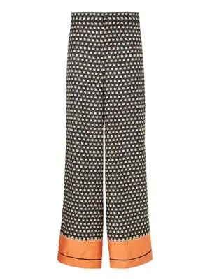 Fendi Printed Silk Trousers - Black