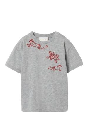 Gucci Embroidered Cotton T-shirt - Light Grey