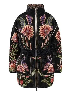 Farm Rio Floral Embroidered Reversible Zip Jacket - Black