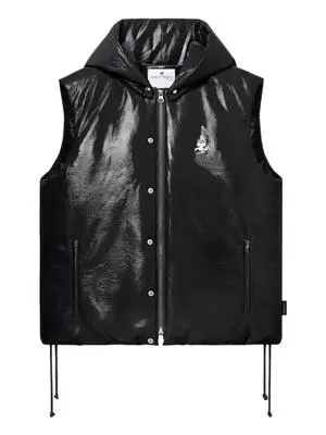 COURREGES Vinyl Puffer Gilet With Removable Hood - Black