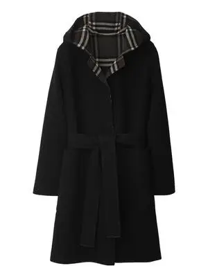 Burberry Reversible Belted Hooded Coat - Black
