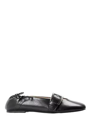 GANNI Ganni Ballerina Flats With Squared Toe And Buckle Detail Black
