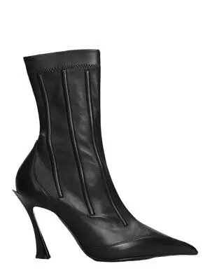 MUGLER Seam Detailed Pointed Toe Ankle Boots - Black