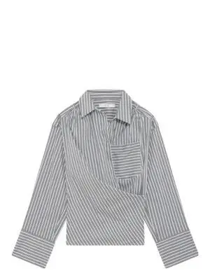 IRO PARIS Iro Asymmetrical Striped Shirt With Patch Pocket Gray