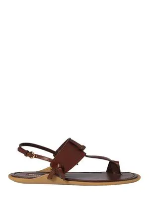 Miu Miu Leather Thong Sandals - Brown