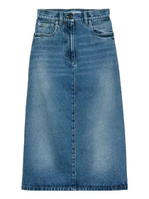 Prada Logo-patch Denim Skirt - Light Blue