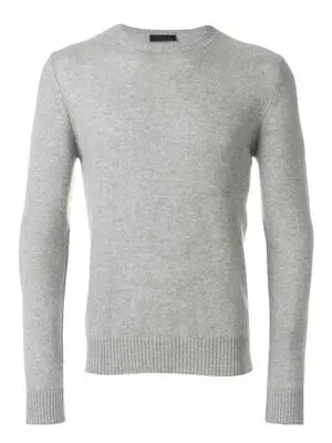 Prada Cashmere Ribbed Crew Neck Sweater - Grey