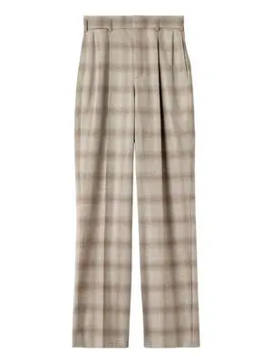 LORO PIANA Loro Piana Hector Pleated Plaid Wide-Leg Trousers