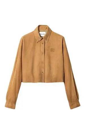 MIU MIU Miu Miu Waxed Suede Cropped Shirt