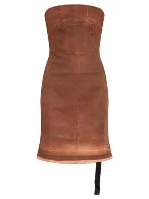 Rick Owens Strapless Denim Dress - Brown