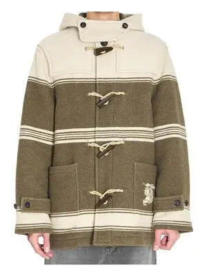 Burberry Striped Hooded Duffle Coat - Brown
