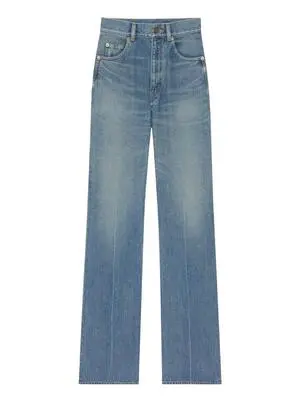 Saint Laurent 70's High Waisted Straight Leg Jeans - Blue