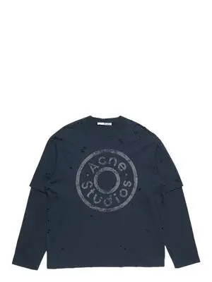 Acne Studios Layered Logo-print Distressed T-shirt - Black