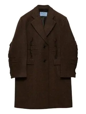 Prada Single-breasted Shetland Wool Coat - Ebony