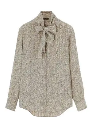 Loro Piana Angela Shirt With Pussy Bow Detail - Nude