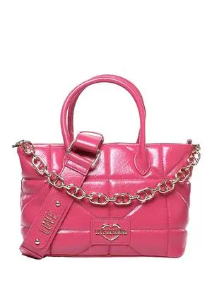 Moschino Quilted Logo Chain Crossbody Bag - Red
