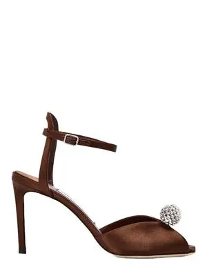 JIMMY CHOO Sacora 85 Embellished Stiletto Sandals - Brown