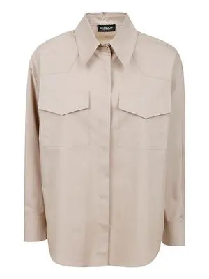 DONDUP Embroidered Oversized Shirt - Nude