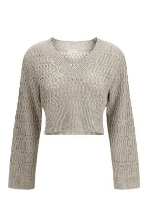 BRUNELLO CUCINELLI Brunello Cucinelli Long Sleeve V-Neck Sweater With Sequins