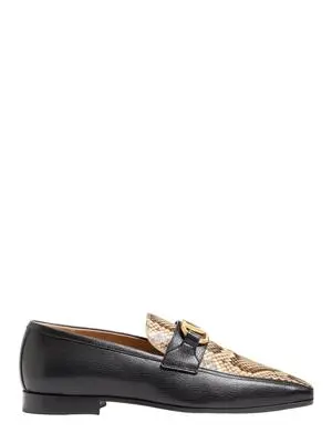 Valentino Garavani Vlogo Signature Kidskin And Python Loafer - Black