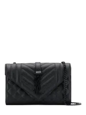 Saint Laurent Small Monogram Matelassé Envelope Crossbody Bag - Black