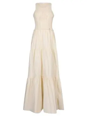 LIU JO Liu Jo Crochet Knit V-Neck Maxi Dress