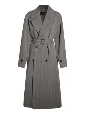 Loro Piana Long Double-breasted Coat - Chalk/black