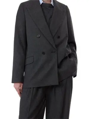 Closed Double-breasted Suit Jacket - Black