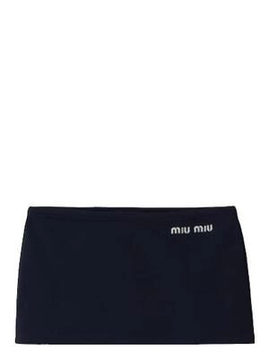 Miu Miu Logo Embroidered Mini Skirt - Blue