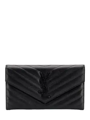 Saint Laurent Large Monogram Flap Wallet - Black