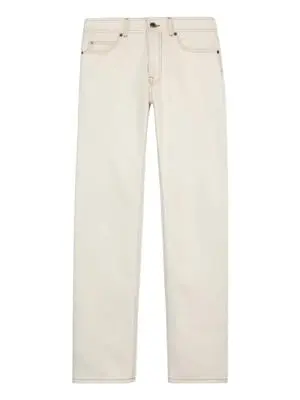 TOD'S Logo Patch Straight Leg Jeans - Beige