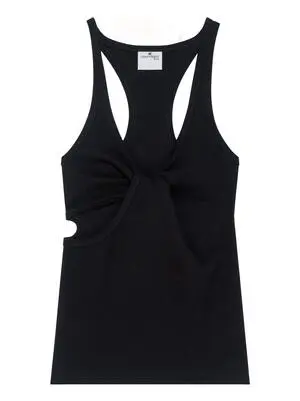 COURREGES Ribbed Twist Cut Out Tank Top - Black
