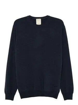 Woolrich Round Neck Sweater With Ribbed Cuffs And Hem - Blue