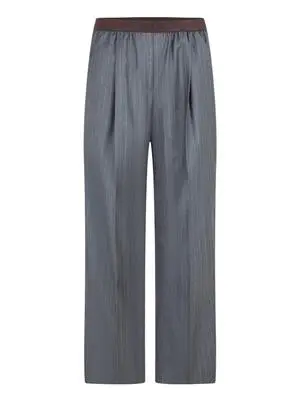 Miu Miu Miu Miu Elastic Waist Striped Casual Pants Gray