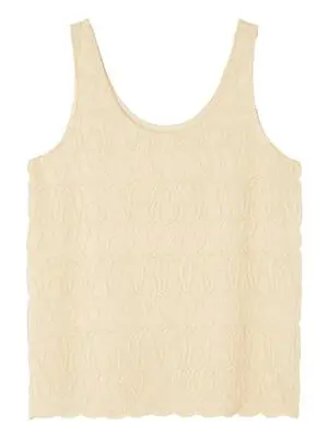 Loro Piana Crew Neck Tank Top With Guipure Embroidery - Nude