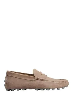 TOD'S Gommino Suede Loafers With Embossed Detailing - Beige